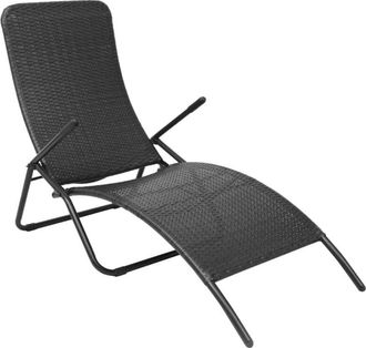 vidaXL Vidaxl - Chaise longue pliante Rotin synth&eacute;tique Noir