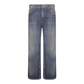 Dolce & Gabbana Homme, Jeans, Bleu, Taille: M Logo Patch Wide Jeans