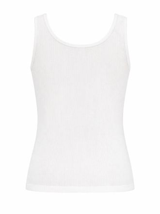 Chlo&eacute; Ribbed Logo Tank Top - White