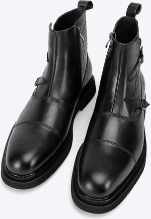 Wittchen Herren-Chelsea-Boots aus Leder mit Krokodilleder-Eins&auml;tzen, Schwarz