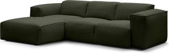 Studio Copenhagen home24 Ecksofa 3-Sitzer mit Longchair Gr&uuml;n Webstoff Saia 251cm Longchair davorstehend links Modern
