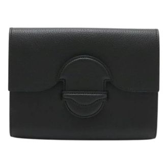 Herm&egrave;s Pre-owned Chevre Facon Clutch Bag Black - - Pre-owned - Damen - Schwarzk - ONE SIZE