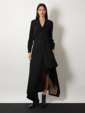Burberry Womens Trench Skirt Heather Black Cotton