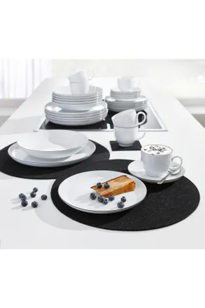 SELTMANN WEIDEN Kombiservice Lido Black Line, Schwarz, Wei&szlig;, Keramik, 30-teilig, Uni, 210 ml,210 ml, handbemalt, Essen & Trinken, Geschirr, Geschirr-Sets, Kombiservic