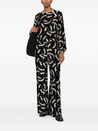 Forte_Forte Leopard-Print Velvet Blouse - Black
