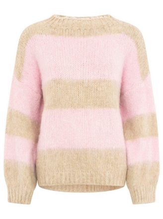 Zwillingsherz Strickpullover Streifen kuschelig mit Rundhalsausschnitt, Blockstreifen und Wollanteil