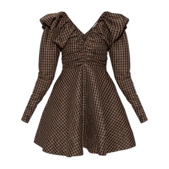 Ganni Femme, Robes, Brun, Taille: 36 FR Plaid Mini Dress