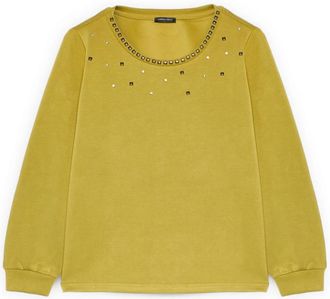 Fiorella Rubino Femme, Tops, Jaune, Taille: 42 FR Scuba SweaT-shirt with Studs