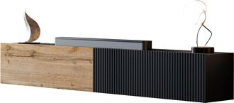 Mirjan24 TV Lowboard Cholon 200, Griffloses &Ouml;ffnungssystem, 2 Klappe/T&uuml;r, TV Board Sideboard, Unterschrank, Fernsehschrank, TV Tisch, Fernsehtisch (Schwarz + W