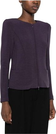 Emporio Armani Veste zipp&eacute;e en maille textur&eacute;e - Femme - Vestes - Violet - Taille: 42 FR