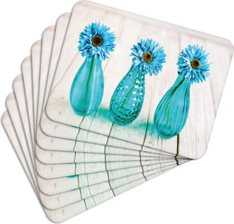 MG Design Set aus 8 Kork-Platzsets - Flower 14 - 30 x 40 cm - hitzebest&auml;ndig & abwischbar, mit Korkr&uuml;ckseite