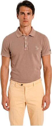 Mason's Homme, Tops, Brun, Taille: L Polo Leopardi Delamere en Piqu&eacute;