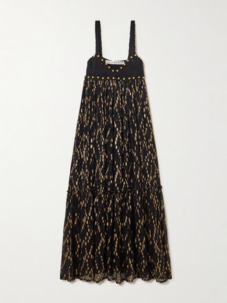 Alix of Bohemia Victoria Twilight Mist Midikleid Aus Voile Mit Fil Coup&eacute;, H&auml;keleinsatz Und Verzierungen - Schwarz