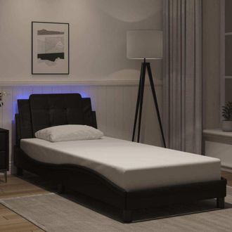 vidaXL Cadre de lit avec lumi&egrave;res led noir 90x190 cm similicuir