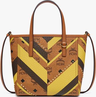 MCM Toni Shopper mit Reissverschluss und Nieten in Mega-Fischgr&auml;t-Visetos