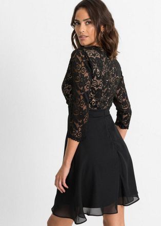 Bonprix Midikleid (1-tlg) festlicher Stil, aus Polyester, mit Spitze und Elasthan-Anteil