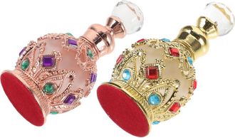 Cabilock 2 St&uuml;ck Vintage Reise Parf&uuml;mflaschen Nachf&uuml;llbare Glasflakons f&uuml;r &Auml;therische &Ouml;le und D&uuml;fte mit Sicherem Verschluss und Orientalischem Design Vielseiti