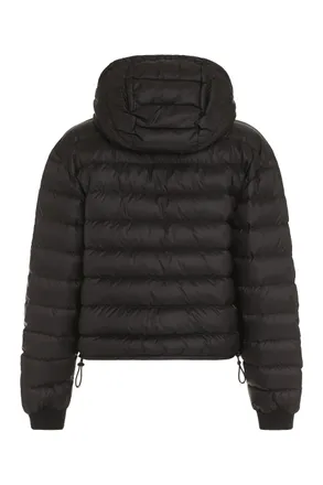 Palm Angels Womens Hooded Full-Zip Down Jacket Black Elastane Puffer