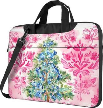 Generic Housse de protection pour ordinateur portable de 15,6 avec bandouli&egrave;re - Motif sapin de No&euml;l rose, multicolore, 15.6 inch