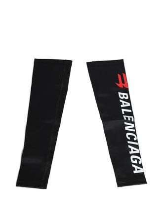 Balenciaga gants &agrave; logo imprim&eacute; - Noir