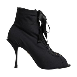Dolce & Gabbana Schwarze Schn&uuml;r-Stiletto-Stiefeletten - - Shoes - Damen - Schwarzk - 36 1/2 EU