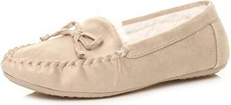 Ajvani Femmes Faux Peau de Mouton Fourrure Semelle Souple Chaussure Bateau Mocassins Chaussons Pantoufle Pointure 7 40