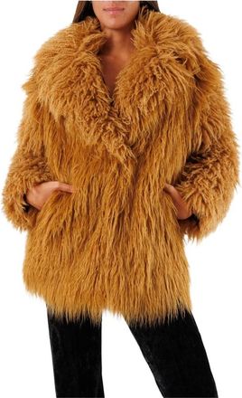 Patrizia Pepe Femme, Vestes, Brun, Taille: 34 FR Manteau en fausse fourrure