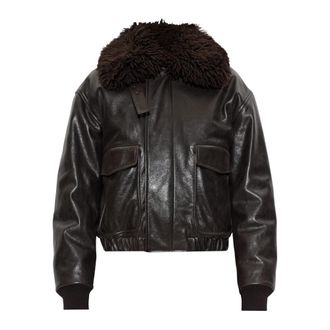 Christophe Lemaire Lederjacke mit abnehmbarem Kragen - - Jackets - Damen - Braun - S