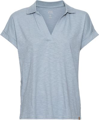 Camel Active Damen T-Shirt mit Polokragen aus Organic Cotton Blau-Grau, Womenswear-XXL