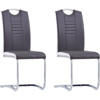 vidaXL Vidaxl - Chaises à manger cantilever lot de 2 gris similicuir