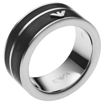 Emporio Armani Herren Ring EGS2032040, Silber/Schwarz, 64 DE