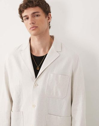 Arket Einreihige Anzugjacke aus reiner Baumwolle in Beige-Neutral