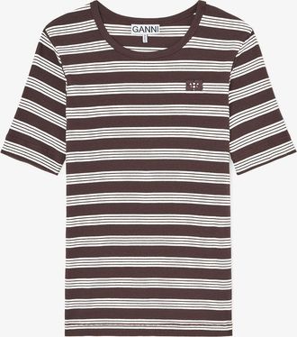 Ganni T-shirt ray&eacute; Marron Coton biologique - Taille XL - Pour Femme