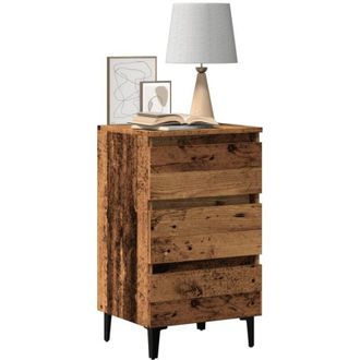 vidaXL Nachttisch mit Metallbeinen Altholz-Optik 40x35x69 cm - Vidaxl