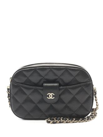 Chanel sac porté épaule en cuir matelassé (2021) - Noir