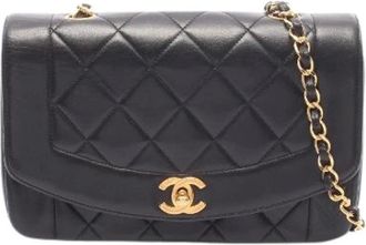 Chanel Sac bandouli&egrave;re Matelass&eacute; Diana en cuir dagneau Pre-owned - Femme - Pre-owned - Noir - Taille: ONE Size