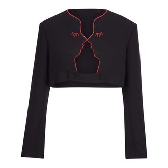 Vivetta Schmal geschnittener karierter Blazer mit Tailleng&uuml;rtel - - Jackets - Damen - Schwarzk - XL
