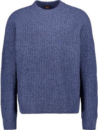 Boss Orange by Hugo Boss BOSS Orange Herren Pullover blau Wolle unifarben