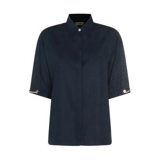 Herno Kurz&auml;rmeliges Hemd mit Kn&ouml;pfen - - Blouses & Shirts - Damen - Blau - XL