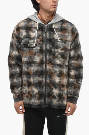 Palm Angels Plaid Overshirt with Hood Palm Angels