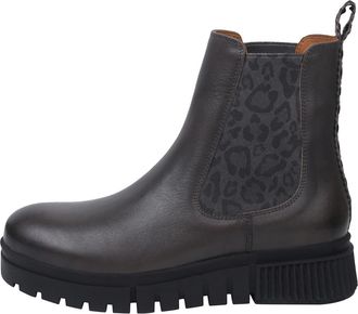 Crick It CRICKIT Chelsea Boot Damen NAELLE | Klassische Chelsea Boot Stiefelette für Damen aus 100% Leder | Leo Druck