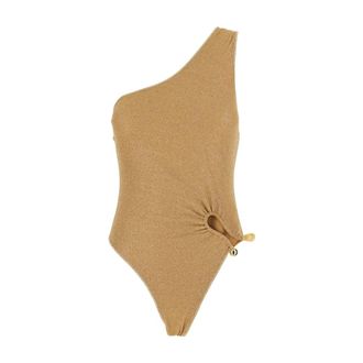 Os&eacute;ree Lumiere Stones One Shoulder Maillot - - Swimwear - Damen - Beige - M