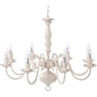Beliani Beliani - Lustre Classique en Acier 8 Ampoules Blanc Cass&eacute; Parfait pour Salon ou Salle &agrave; Manger au Style R&eacute;tro Glamour et Traditionnelle