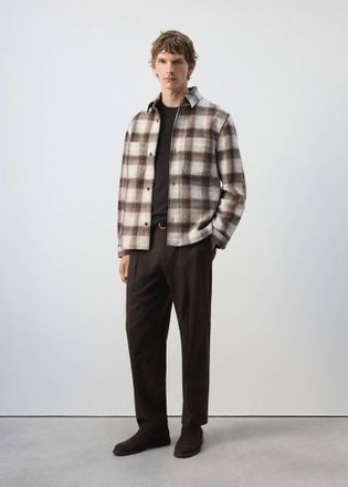Mango Surchemise flanelle carreaux marron - Homme - XXL - MANGO MAN