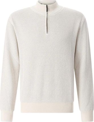 Maurizio Baldassari Homme, Pulls, Beige, Taille: 2XL Pull Zipp&eacute; en Laine Extra Fine