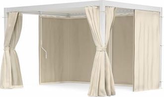 Blumfeldt Pergola Aluminium 3x4 m - Toit Réglable, Rideaux & Moustiquaires, Armature Résistante, Protection UV, Blanc, pour Patio & Piscine, Blanc