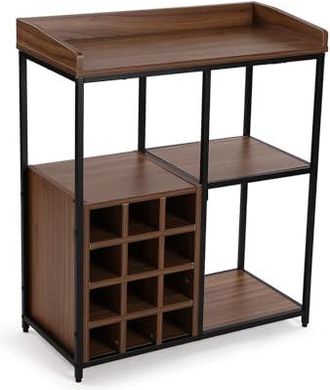 VERSA Casier &agrave; vin Versa pour 12 bouteilles, style moderne, 81 x 70 x 34 cm, bois MDF et m&eacute;tal, marron et noir