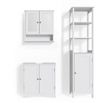 Vicco Badmöbel-Set Bianco, Weiß, 3 Teile, mit Hochschrank