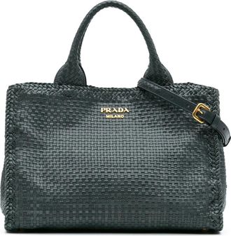 Prada Hobo Bags - Goatskin Woven Madras Satchel - Gr. unisize - in Grün - für Damen