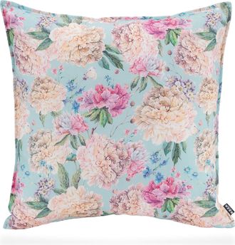H.O.C.K. Shabby Outdoor Kissen inkl. Füllung floral lichtecht (6-7)/wasserabweisend für den Garten (60x60cm, Baby Blue)